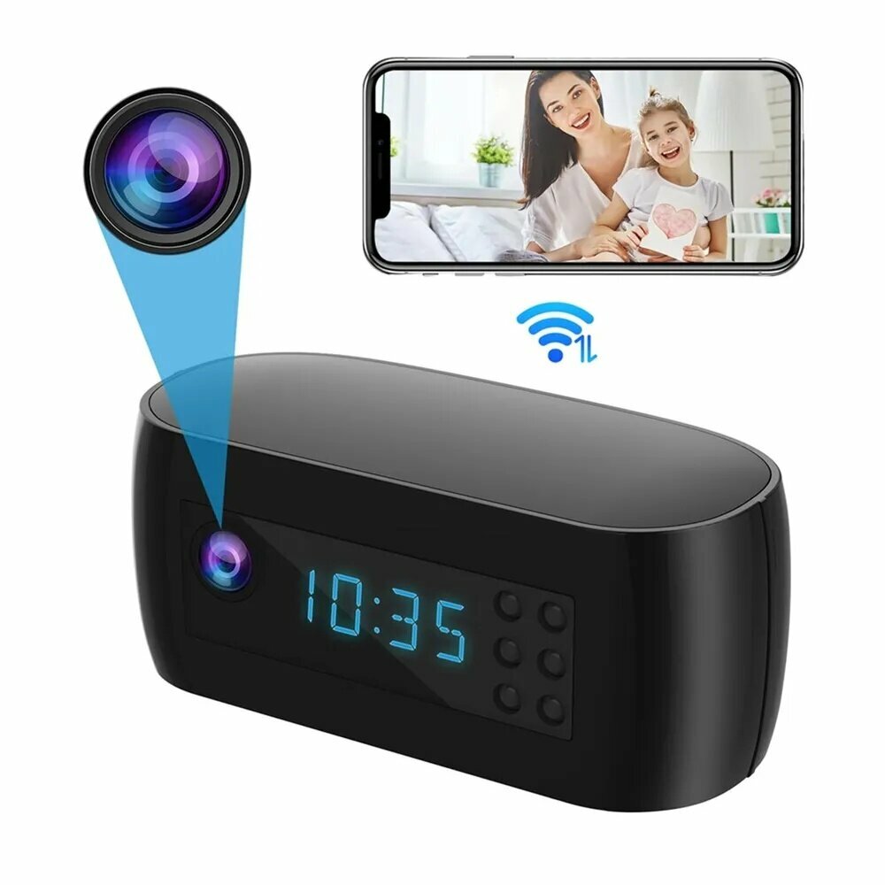 Мини-Часы С Камерой Wi-Fi Full HD 1080P Беспроводным Управлением И ИК-Подсветкой Ночного Видения