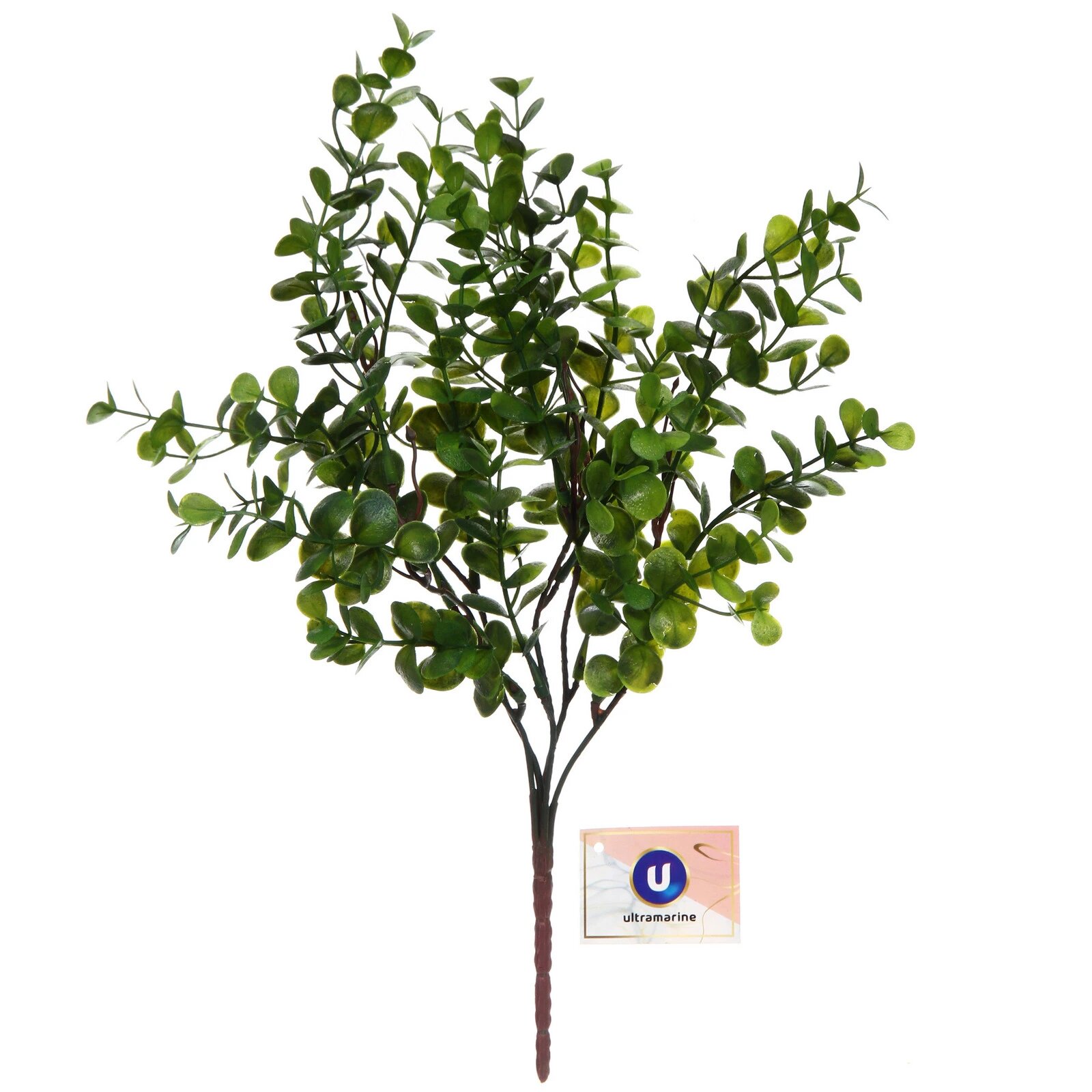 Искусственная ветка эвкалипта «Волшебство трав» 37 см, темно-зеленый, пластик, для декора интерьера