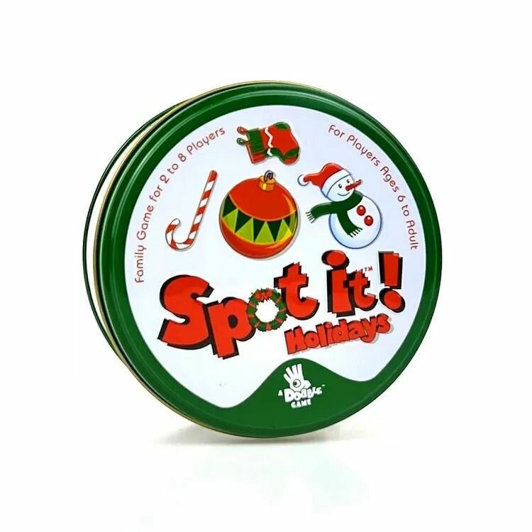 Настольная игра Dobble Spot it Holiday, весёлая карточная игра для всей семьи, развивающая внимание и реакцию, компактный подарок на Новый год и Рождество