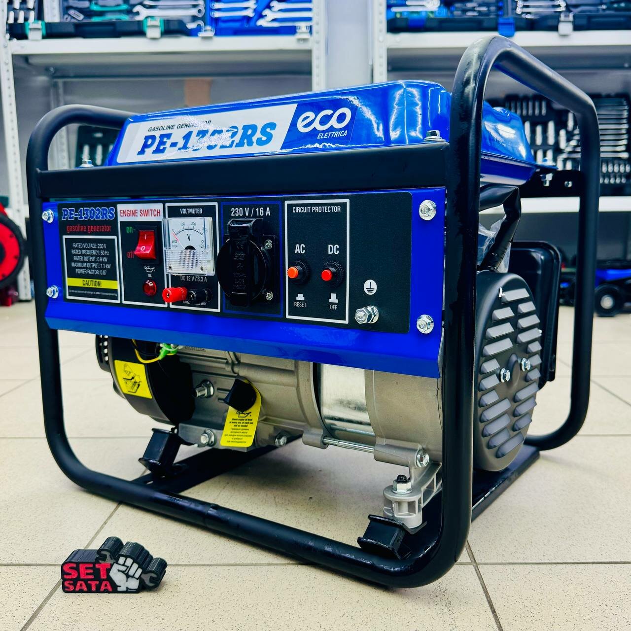 Бензиновый генератор ECO PE-1302RS, мощность 1.1кВт, защита от перегрузки, ручной стартер