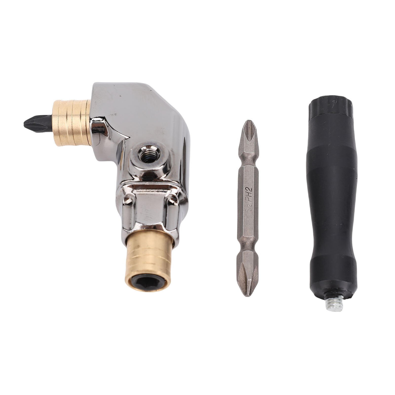 Набор угловых насадок для дрели, цельнометаллический корпус, угловой адаптер для сверла под углом 90 градусов с рукояткой из хромированного V-образного профиля для ударного шуруповерта.