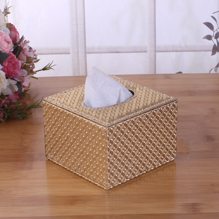 Рекламная картонная коробка кожаная квадратная кожаная коробка для полотенец для ресторана Золотая сетка