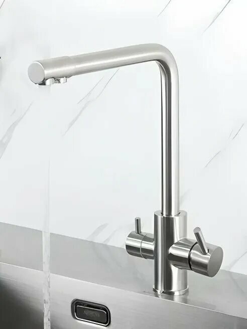 Смеситель для кухни с двойным изливом и фильтром