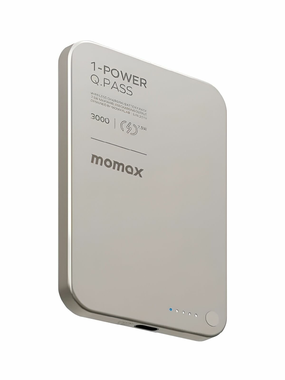 Магнитный внешний аккумулятор Momax 1-Power Q.Pass 3000 mAh, ультратонкий, титан