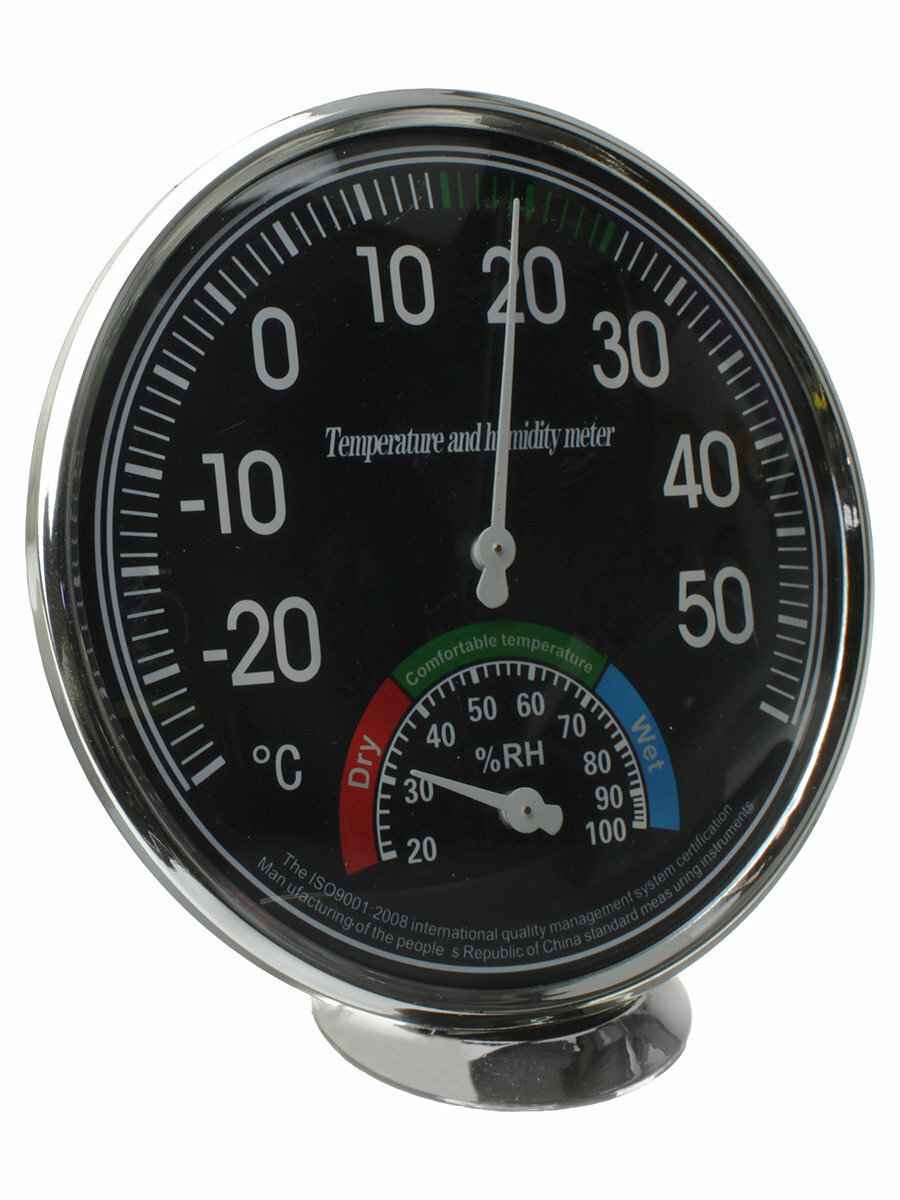 Термометр-гигрометр TH101B, механический d130мм, черный