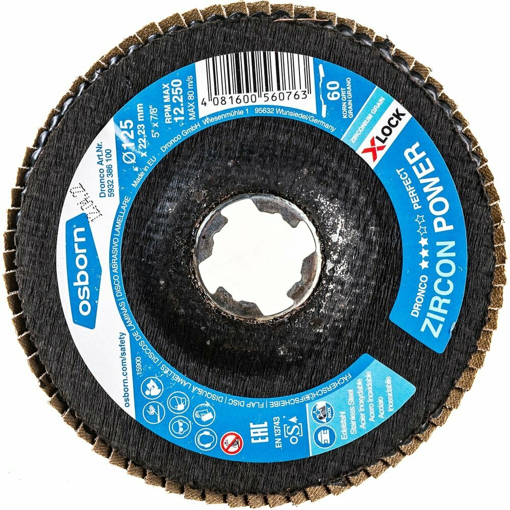 Лепестковый абразивный диск DRONCO Zircon Power X-Lock