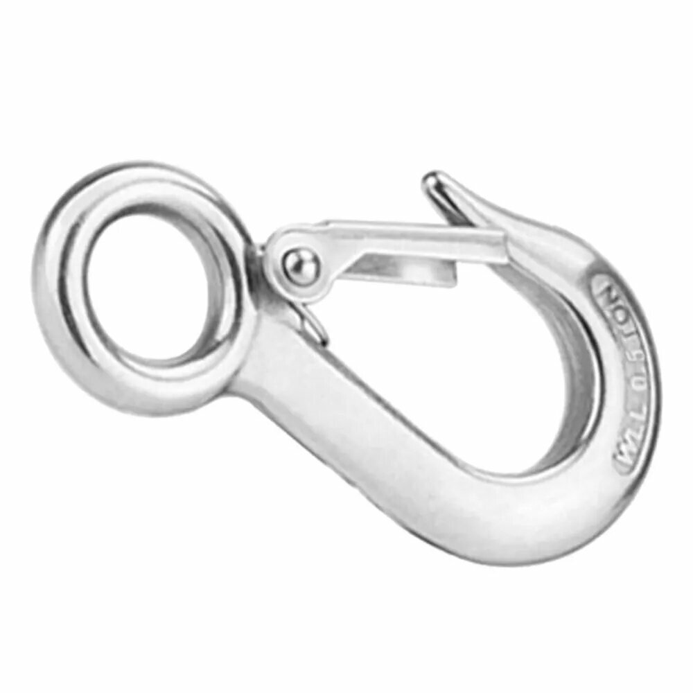 Прочный крюк с проушиной и безопасной защелкой для троса лебедки 0.5Т, нержавеющая сталь, для подъема и буксировки