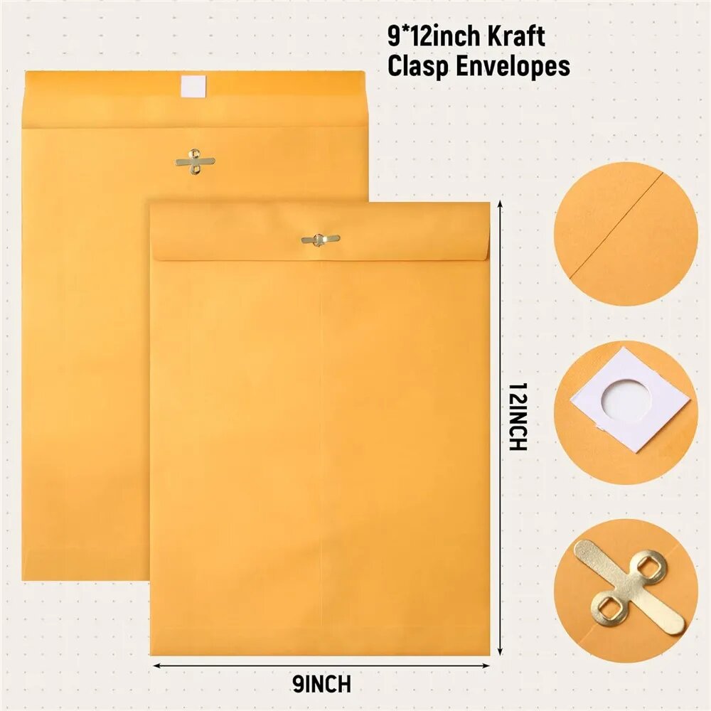 20 шт. A4/A3 золотисто-желтый бумажный конверт с большой застежкой для офисной дувной упаковки