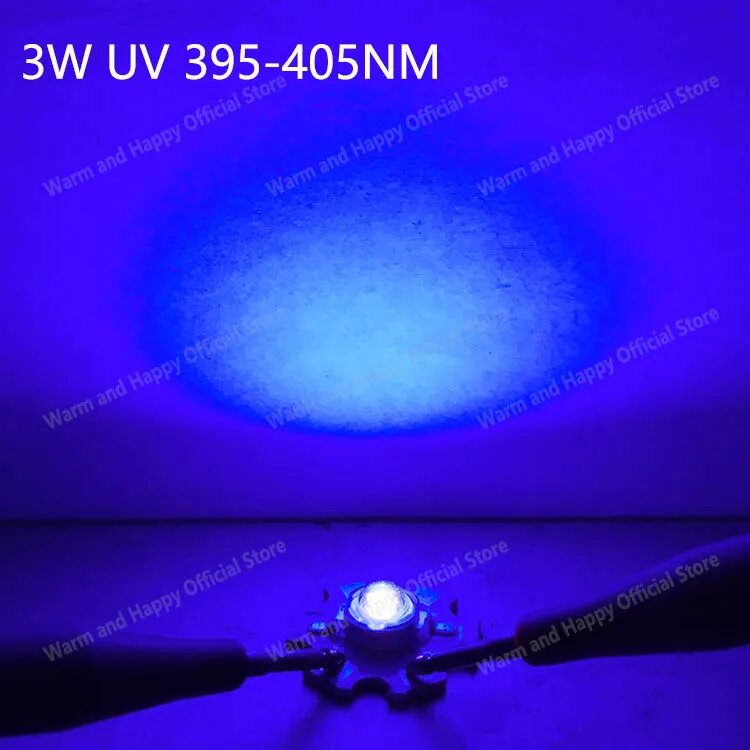 УФ-светодиод 3 Вт 395 нм 405 нм светодиодный светоизлучающий диод DC3-3,6 В 700 мА УФ-лампа с 20 мм печатной платой алюминиевая подложка DIY