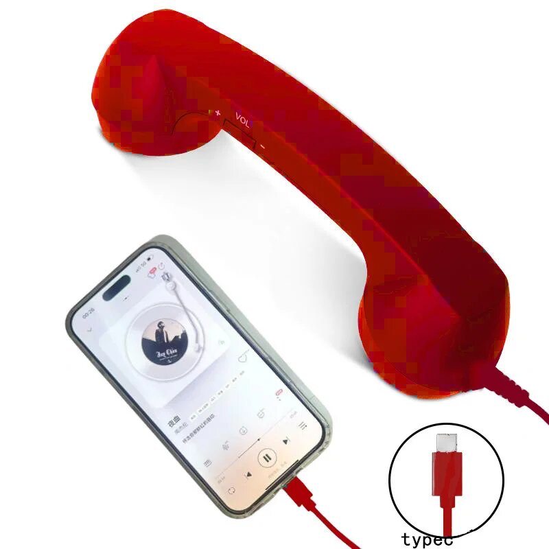 Ретро телефонная трубка Bluetooth с шумоподавлением Красный, C mouth red