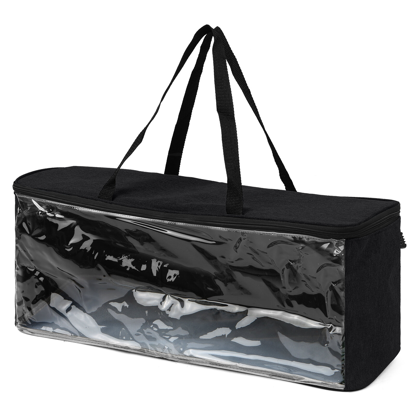 Переносной чехол для шапок Прозрачный органайзер для шапок Хранилище для бейсбольных кепок Держатель для шапок с ручками и двойным зippers, Цвет: Фиолетовый/ Серый/ Черный, Размер: 54*16*20 см/21.3*6.3*7.9 дюйма, Материал: ПВХ, Количество: 1 шт.