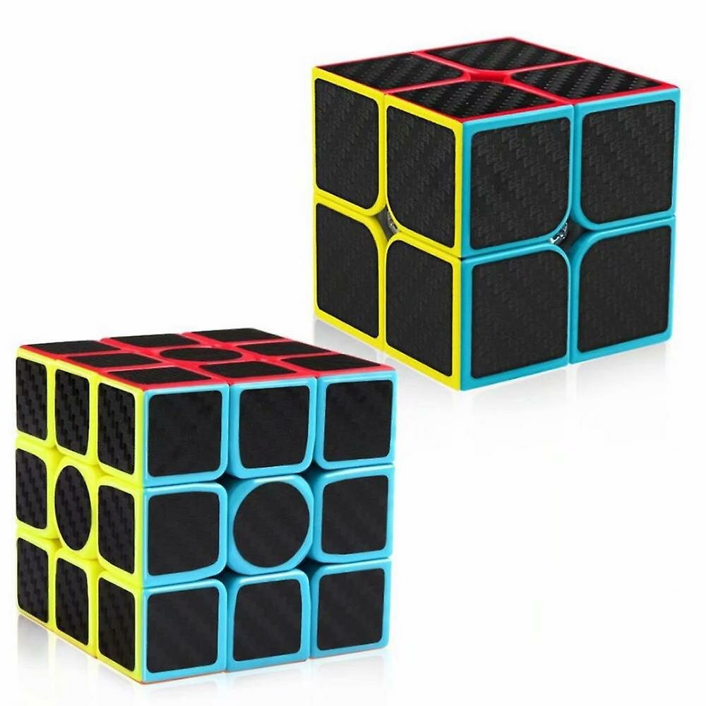 Углеродное волокно 2x2 3x3 Speed Cube Bundle, Magic Cube Puzzle Toys Kids (()