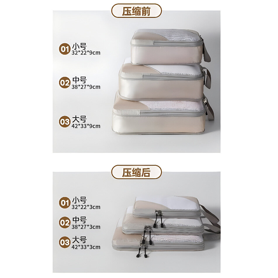 Набор из шести магических компрессионных сумок для хранения в путешествиях для упаковки одежды, туалетных принадлежностей и предметов для беременных в чемоданы
