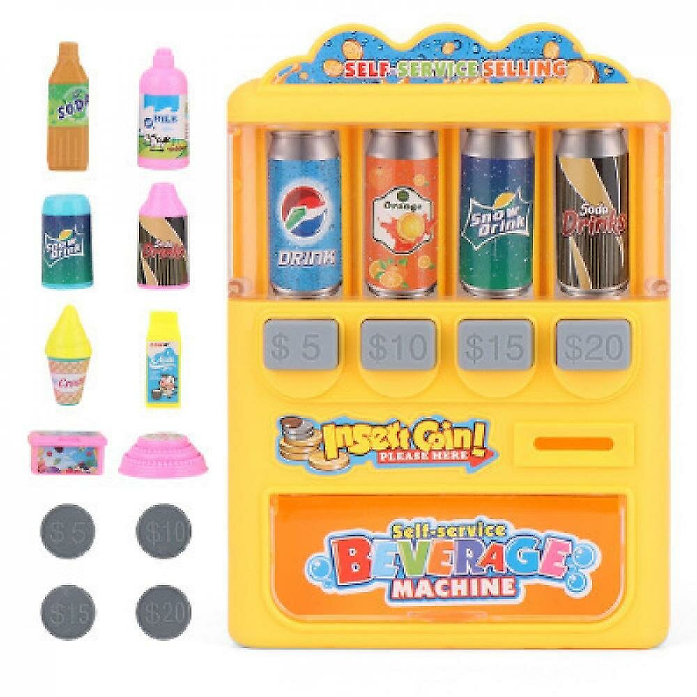 Детский автомат Машина для напитков Игрушка Монета Операционный Дом Игры (желтый)