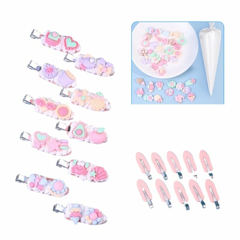 Набор для создания заколок своими руками, - Серия Макарон 10 штук