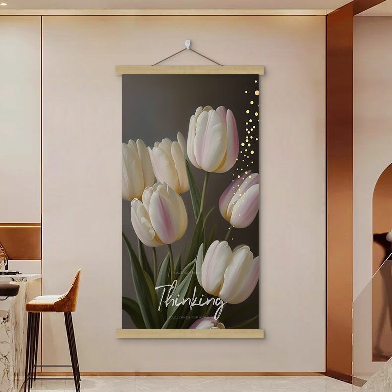 Кремовый стиль SG, декоративная картина для прихожей, тюльпаны, цветочный коридор, подвесная ткань, фоновая стена, настенное покрытие