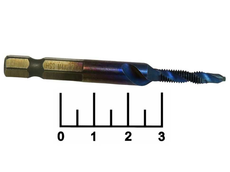Сверло-метчик М4*0.7*67 HSS Blue