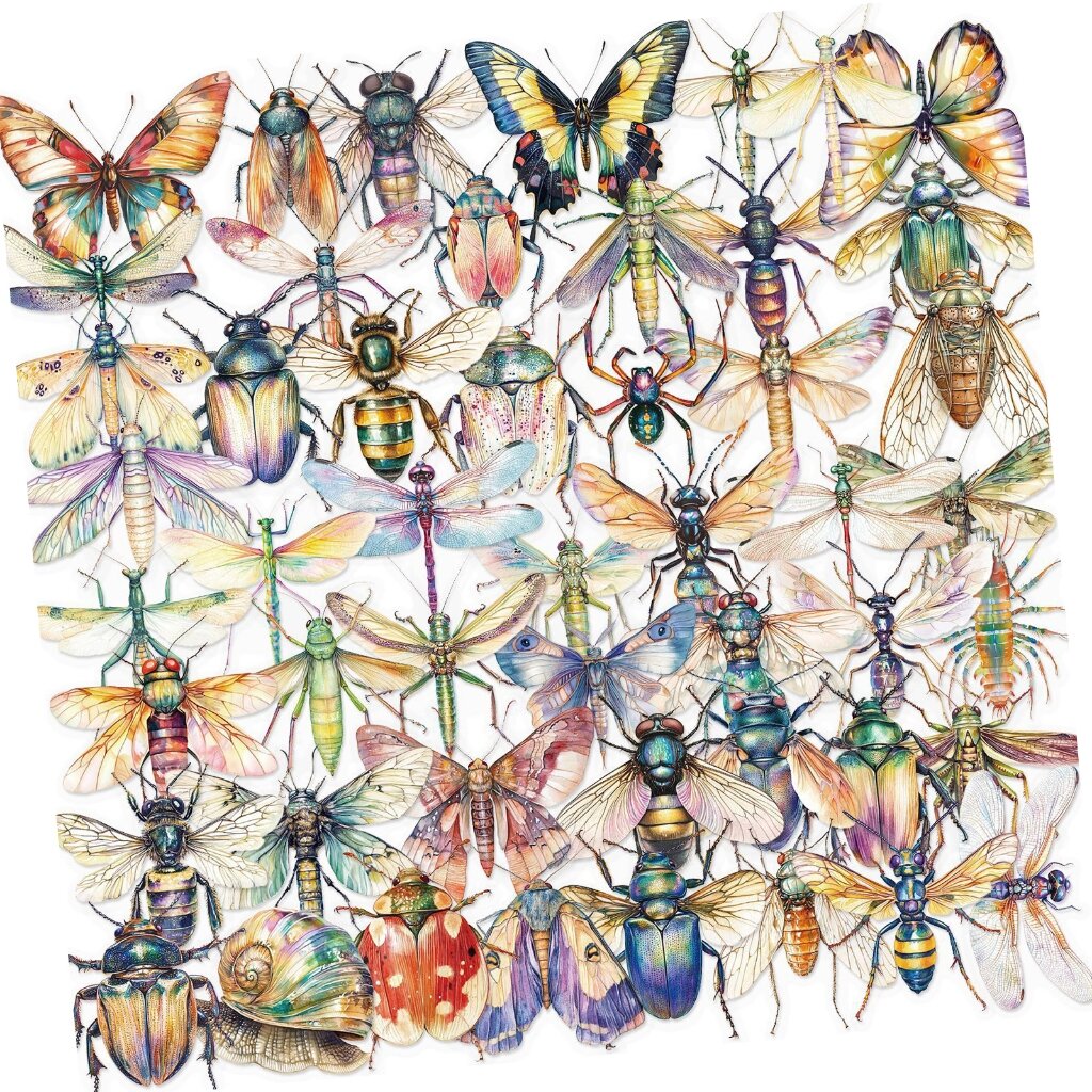 50 Листов Декоративной Наклейки Наклейка Для Ноутбука Насекомое Акварельная Наклейка