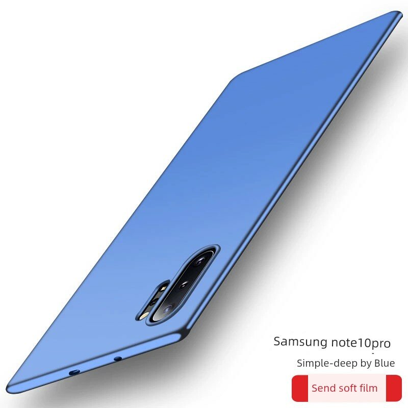 Чехол для Samsung Note10 Pro полная защита матовый силиконовый жесткий в глубоком синем с антицарапывающей пленкой