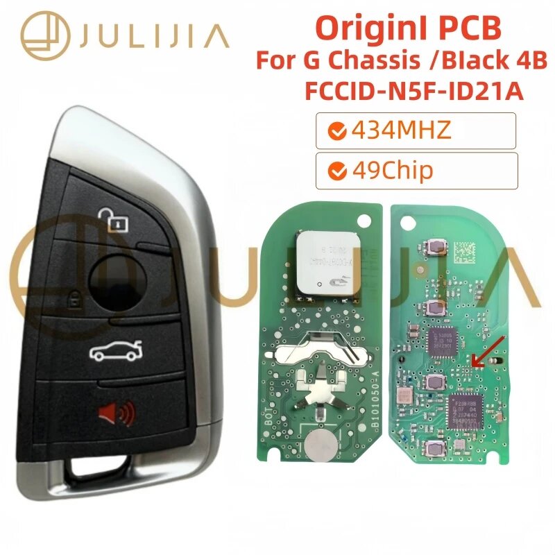 JULIJI AN5F-ID21A OriginalPCB ID49 434 МГц бесконтактный автомобильный дистанционный ключ для BMW G серии 3 5 6 7 X3 X5 X7 G01 G02 G08 G30 G31 G32 G38