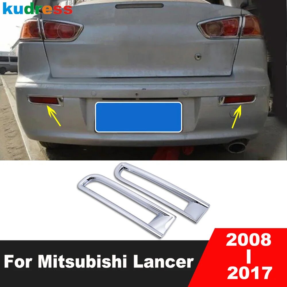 Задний бампер, противотуманная фара, накладка на фару для Mitsubishi Lancer 2008-2016 2017, хромированная рамка для задних противотуманных фар автомобиля, аксессуары