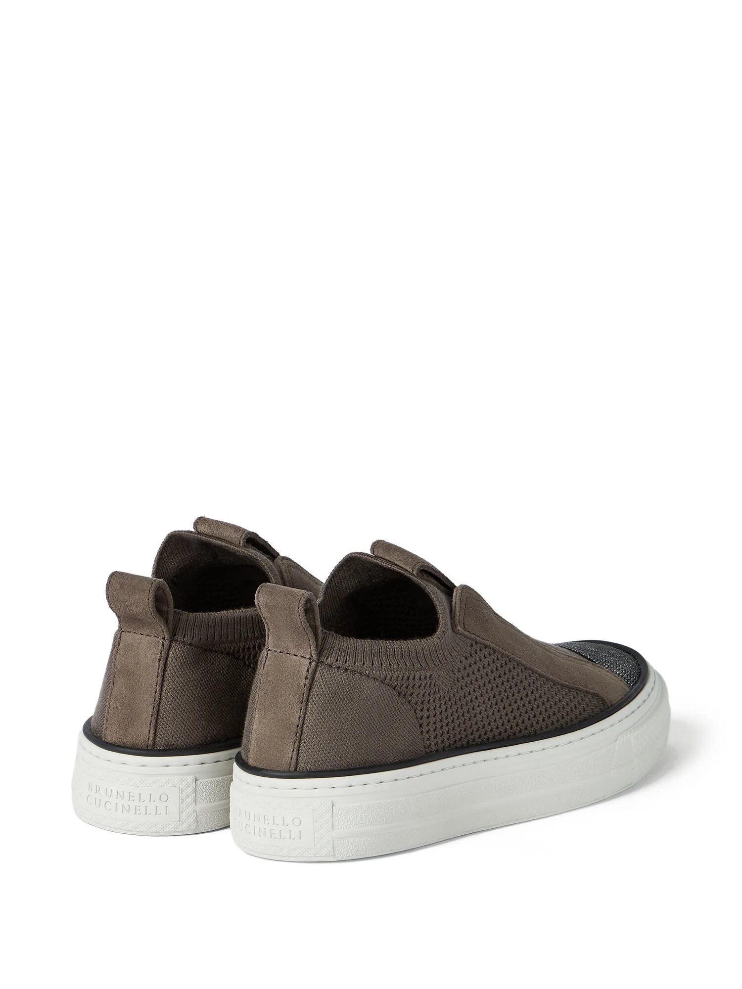 Кроссовки BRUNELLO CUCINELLI Knitted slip-on sneakers, размер 35,5, brown — фото 1