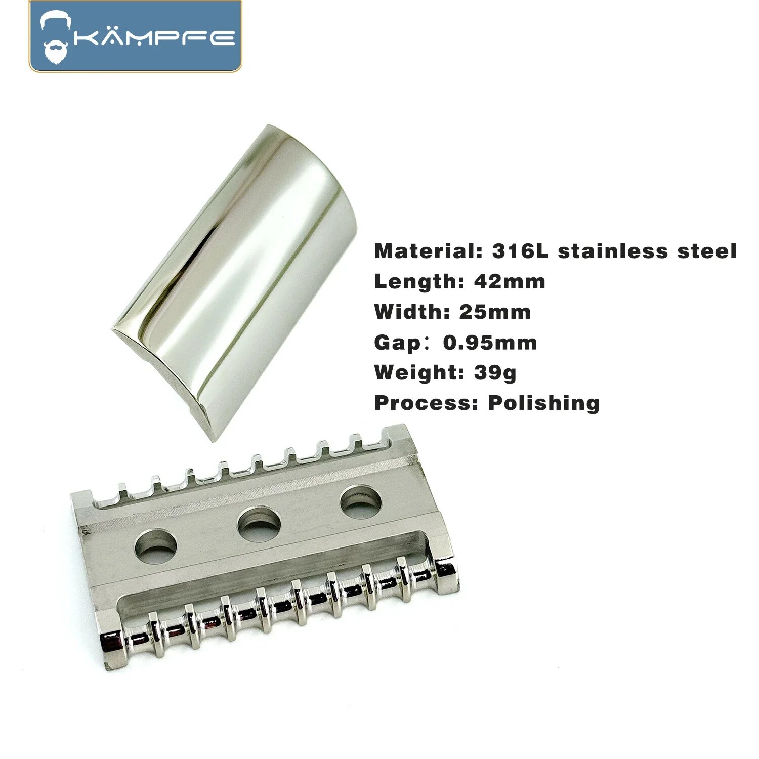 KAMPFE Бритва для мужчин, 316L нержавеющая сталь, Gap 0.95mm, KM-TISS41