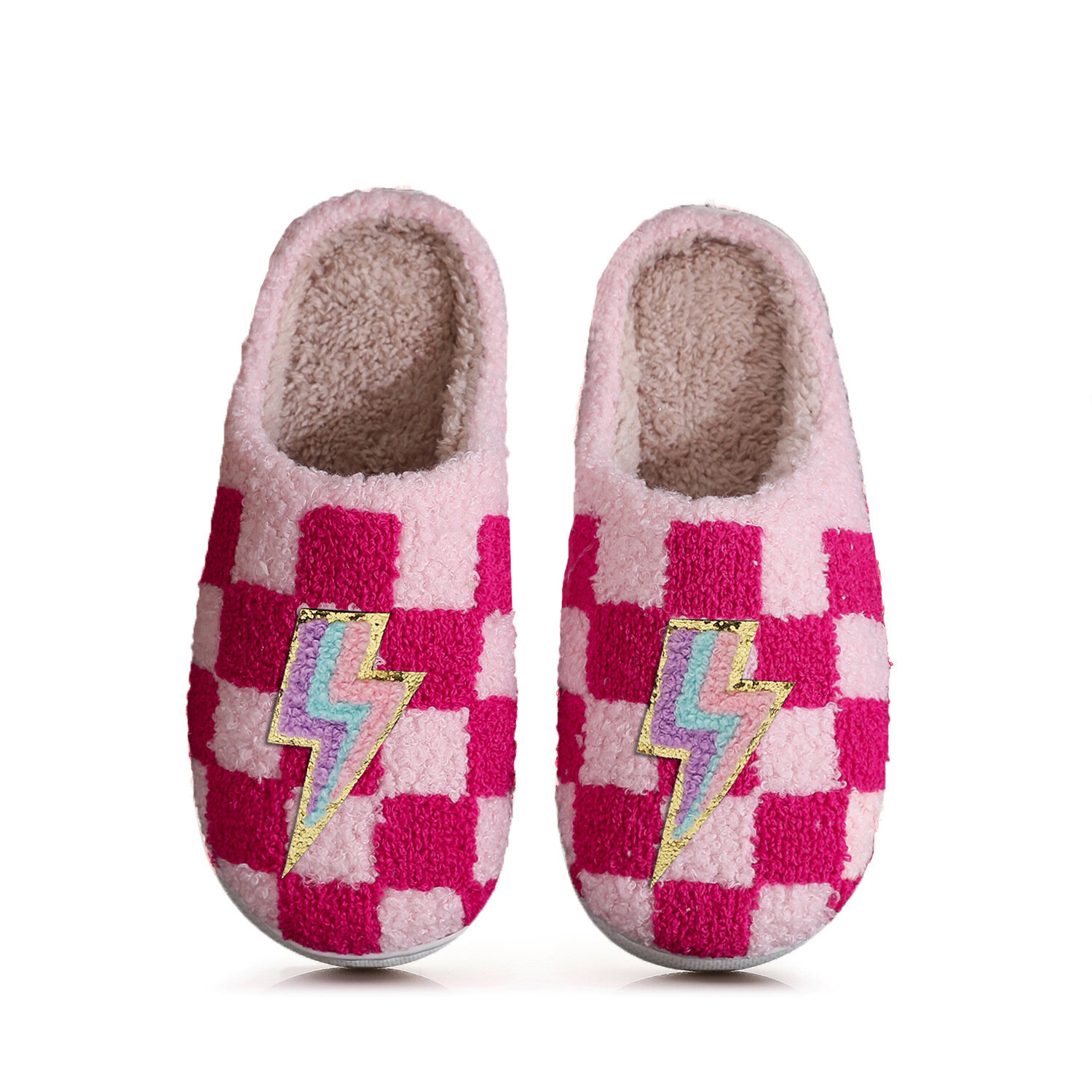 Новые хлопковые тапочки Greet Lightning в клетку для женщин, подарок на осень и зиму, теплые флисовые тапочки.39-40