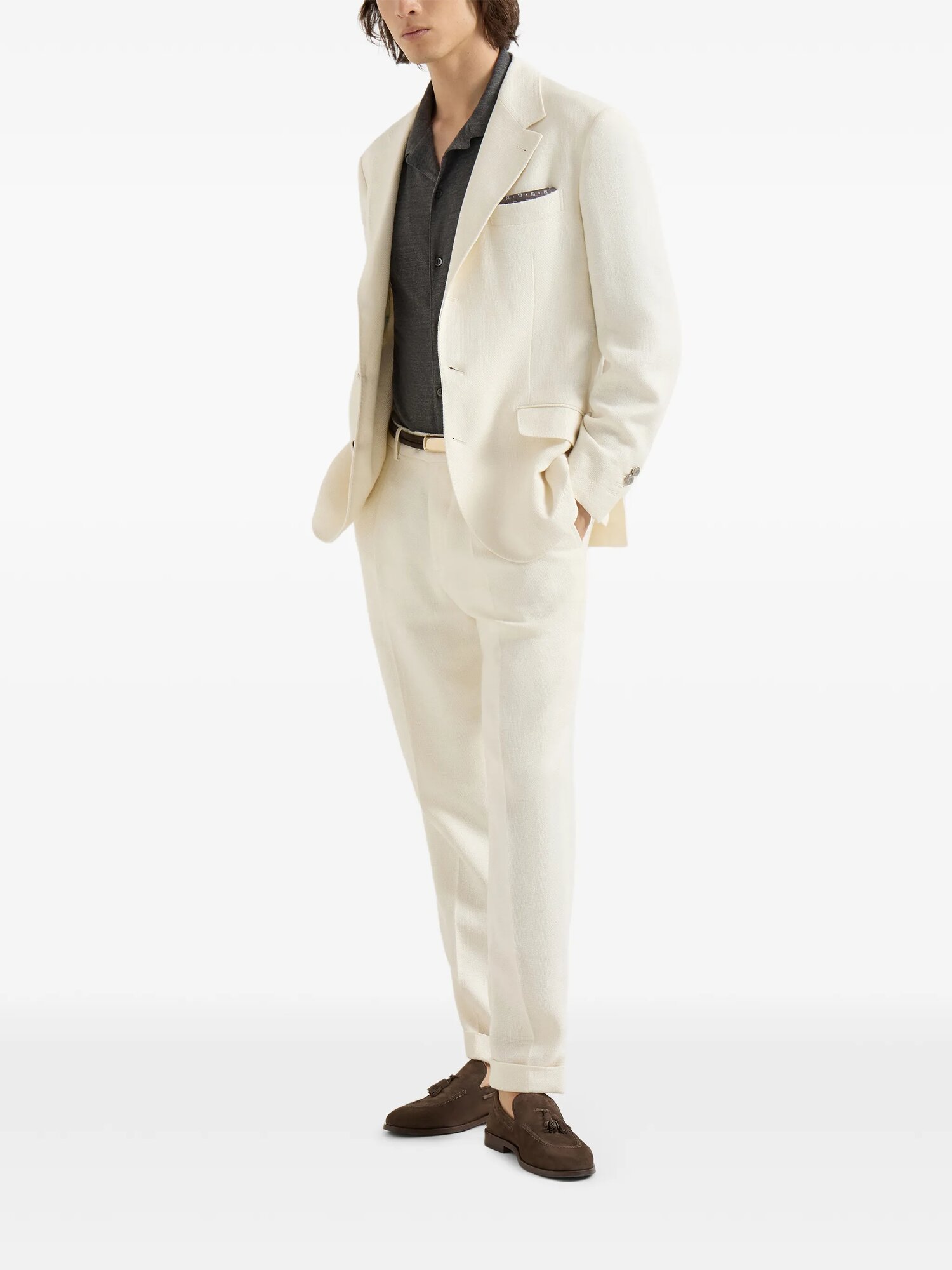 Пиджак BRUNELLO CUCINELLI Single-breasted blazer, размер 54, разноцветный — фото 1