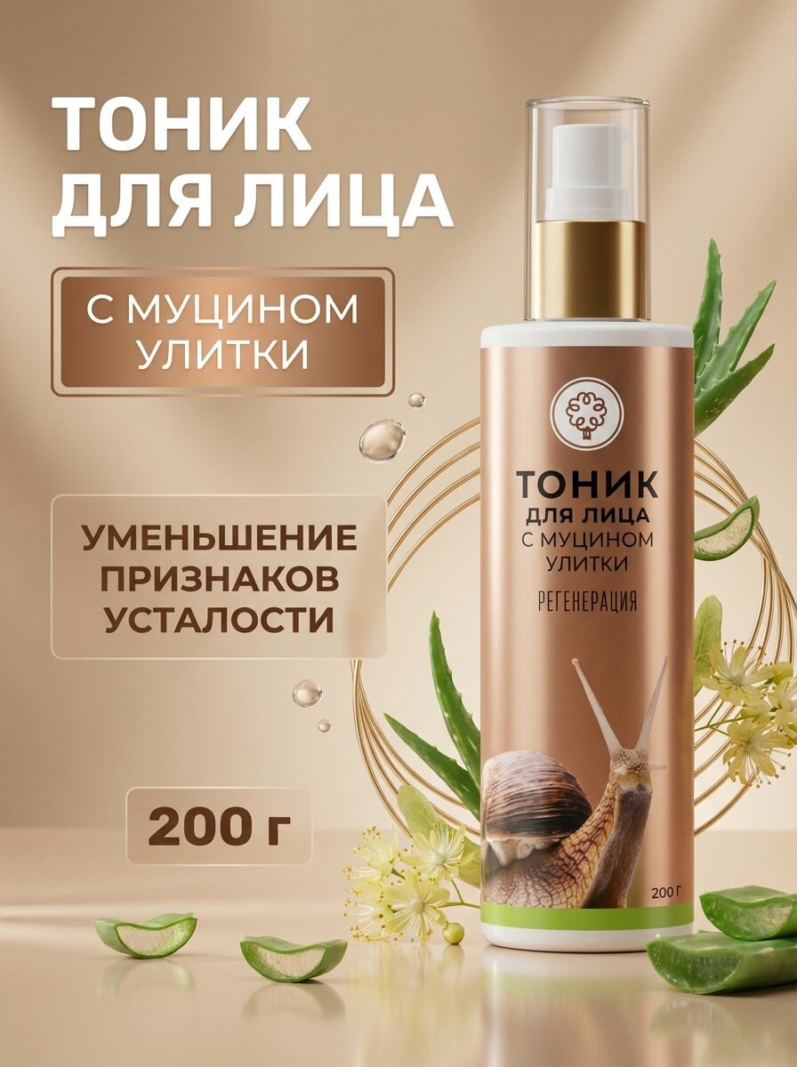 Тоник Регенерация с муцином улитки для восстановления и увлажнения кожи, 200 г