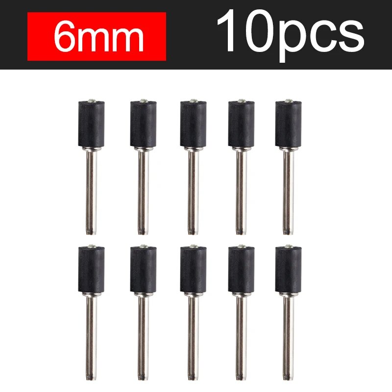 Насадки резиновые для шлифовального барабана, 3 мм/2,35 мм, 9 шт./10 шт. 2.35mm shank, 6mm 10pcs