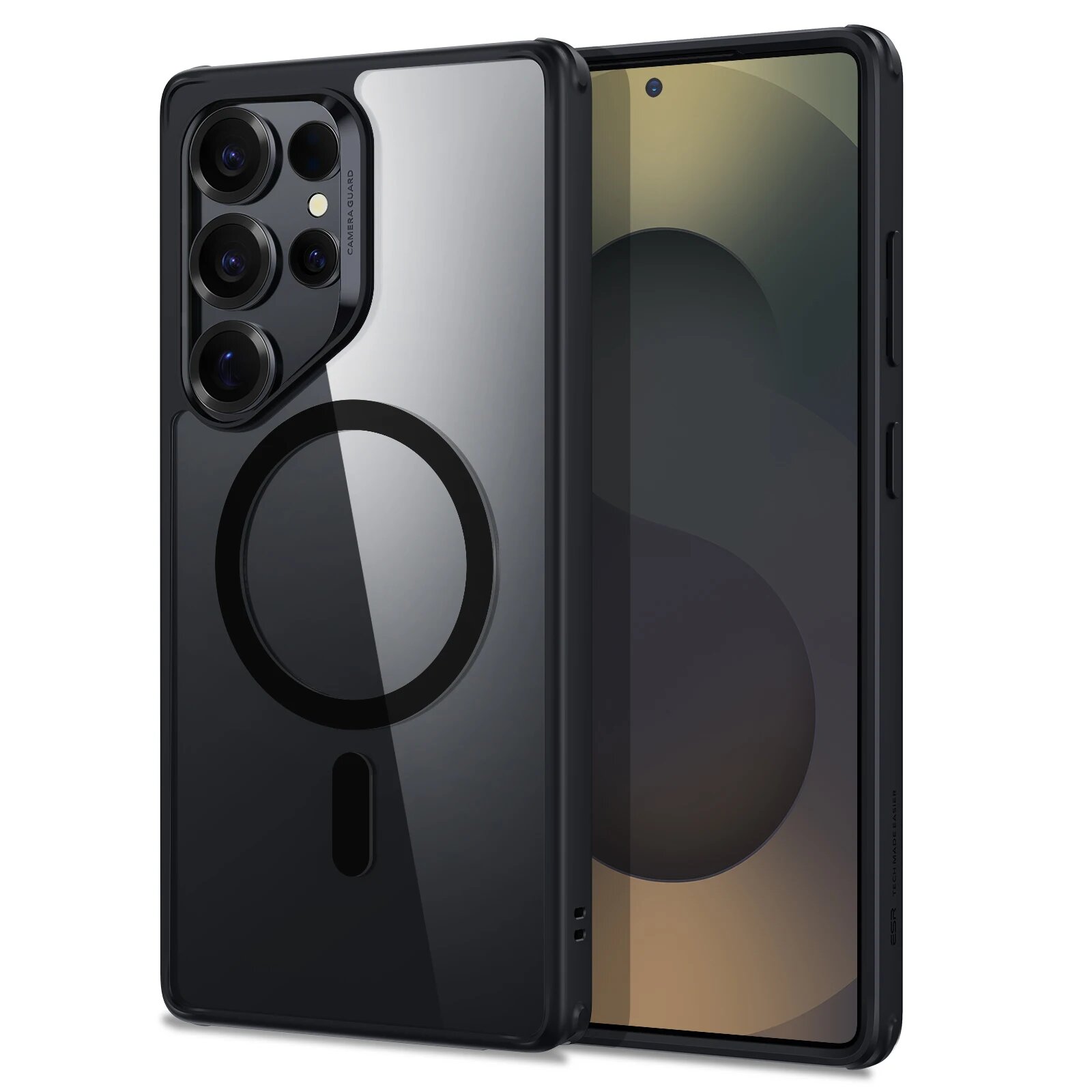 ESR для Galaxy S25 Ultra Магнитный защитный чехол для Samsung S24 Ultra S25 Plus Классическая защитная задняя крышка военного класса S2025 Ultra Magsafe, Clear Black