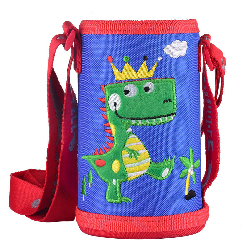 Детский изолированный чехол для стакана, утолщенный, износостойкий, с вышивкой, милый мультяшный с ремешком, защитная бумага для бутылки с водой