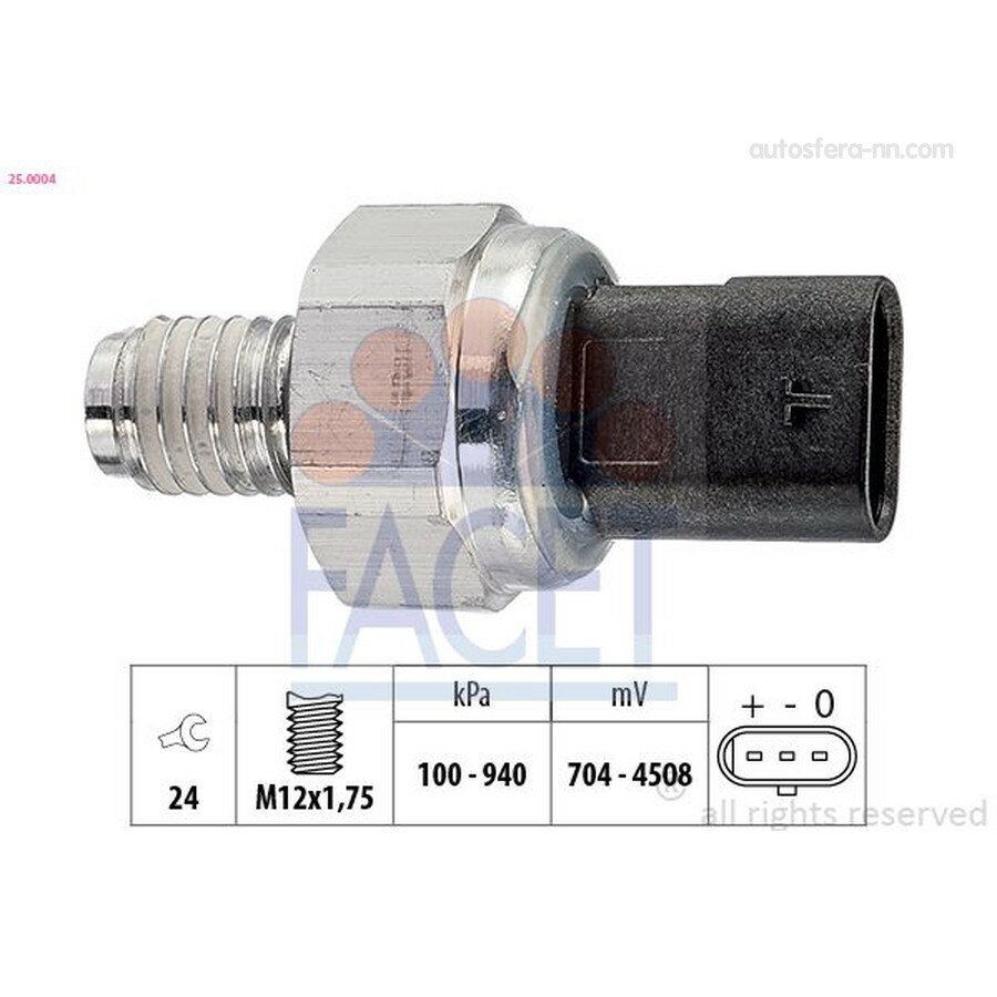 FACET 250004 Датчик давления масла OPEL ASTRA K 1.5 CRDI 08/19/-12/22