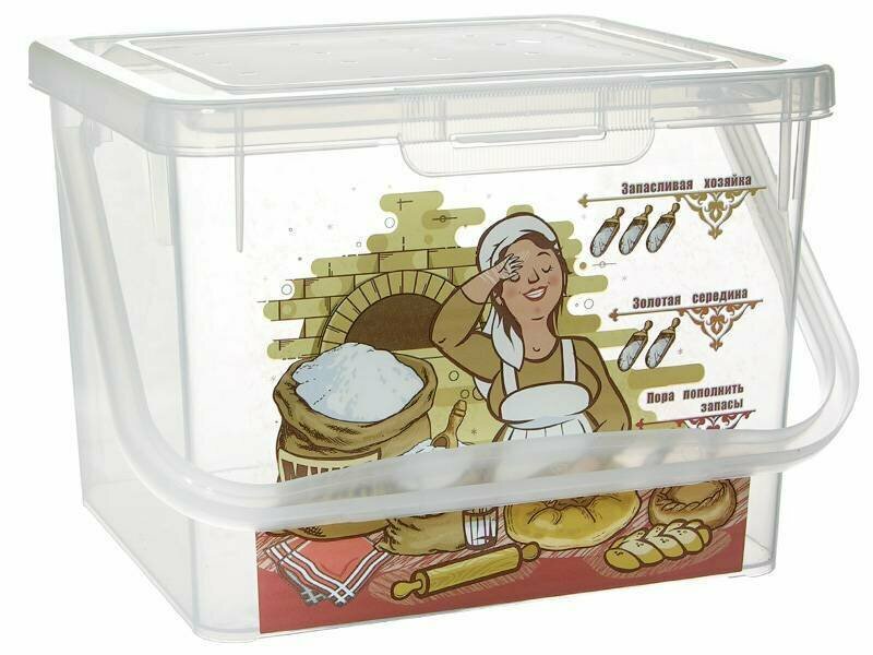 Контейнер для муки с декором 5.3л бесцветный