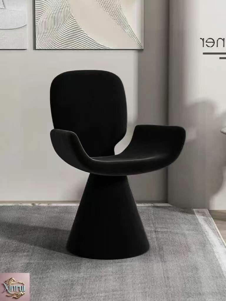 Вращающееся кресло для макияжа со спинкой, светлое роскошное кресло в гостиной, черное