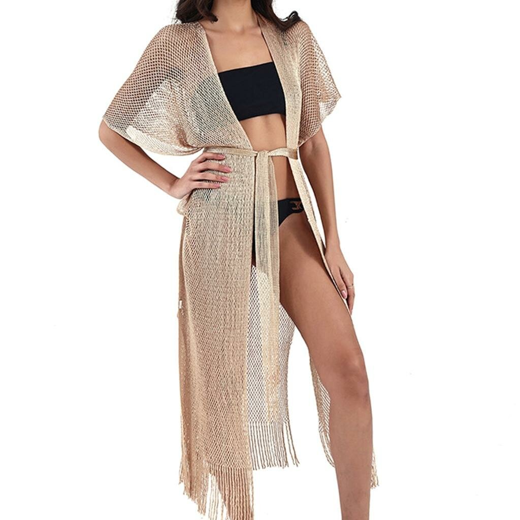 Женский кимоно-накидка для купальника, Золото