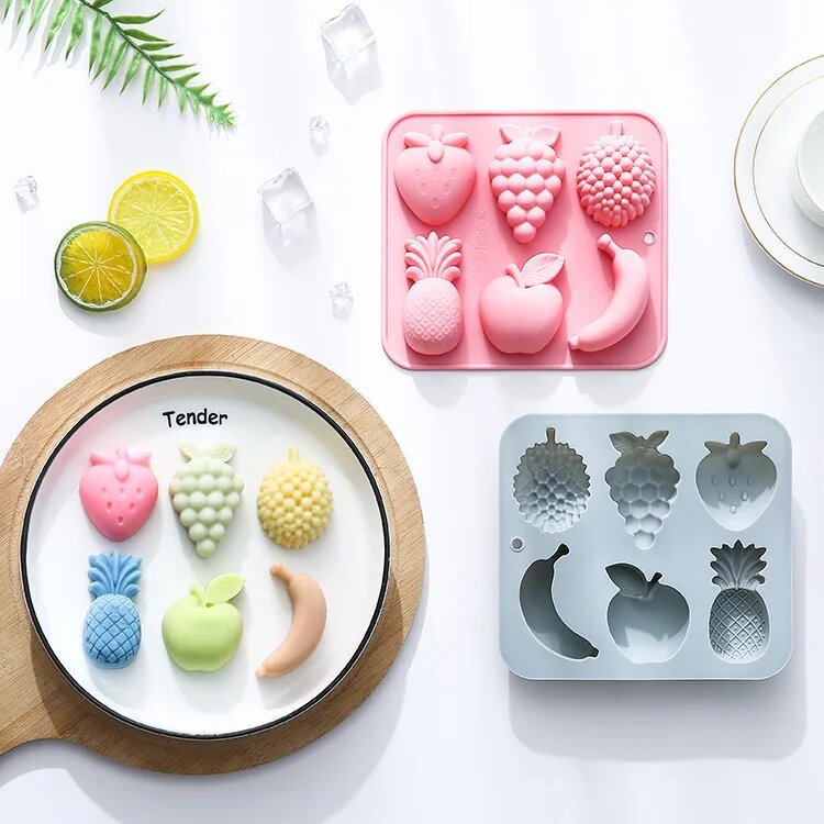 6 шт, силиконовая форма для торта в форме дуриана, винограда, банана, яблока, ананаса, форма для торта, шоколадная форма, аксессуары для выпечки