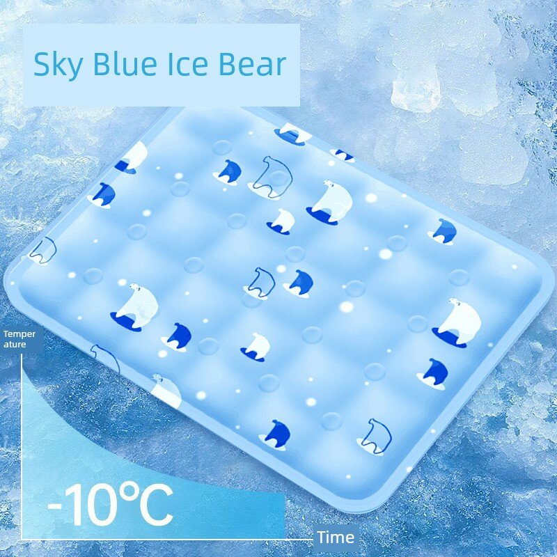 Холодильная подстилка для собак в автомобиле, дизайн синего медведя, 60x50 см, подходит для собак до 12.5 кг,