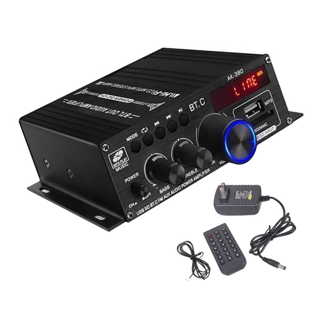 Стереоусилители HiFi 400 Вт x 2 Bluetooth-совместимый Приемник 5.0 С USB AUXs FM-Входами, Пульты Дистанционного Управления, Источник Питания 12V 5A Для Домашней Вечеринки В Автомобиле