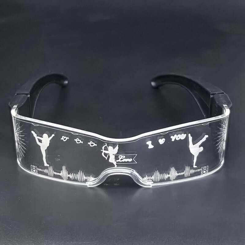 Оптовая продажа складных цветных светящихся очков из акрила в техно-стиле для баров, музыкальных фестивалей и дискотек