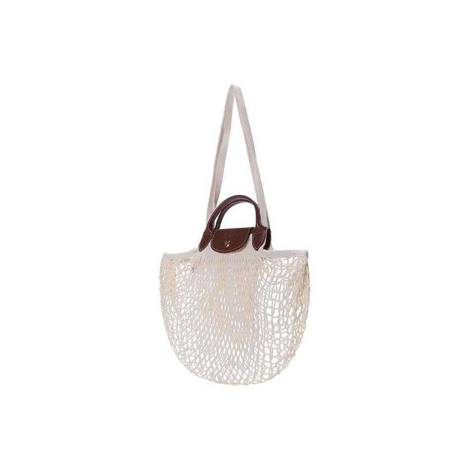 Сумка Longchamp Le Pliage Filet, фактура перфорированная, ecru — фото 1