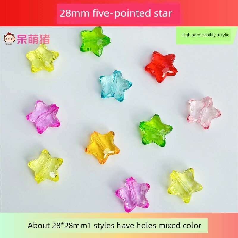 Акриловая разноцветная пятиконечная звезда, прозрачное кристальное ожерелье, награда для детского сада, для детей,