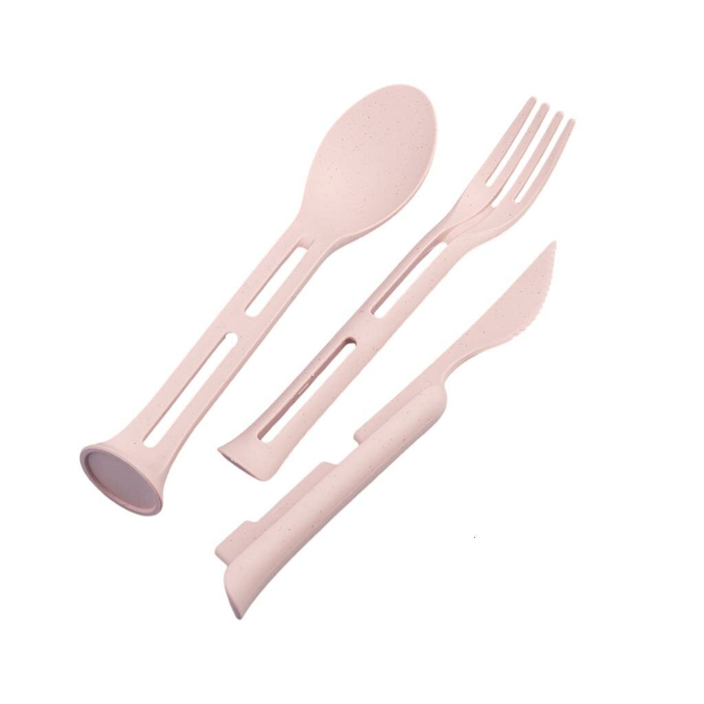 Набор посуды из соломки пшеницы, 3 шт, Розовый