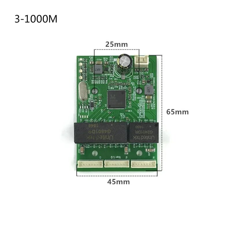 Gigabit switch module is widely used LED switch module PCBA contact port mini switch module 3/4port 3/4port 10/100/1000m