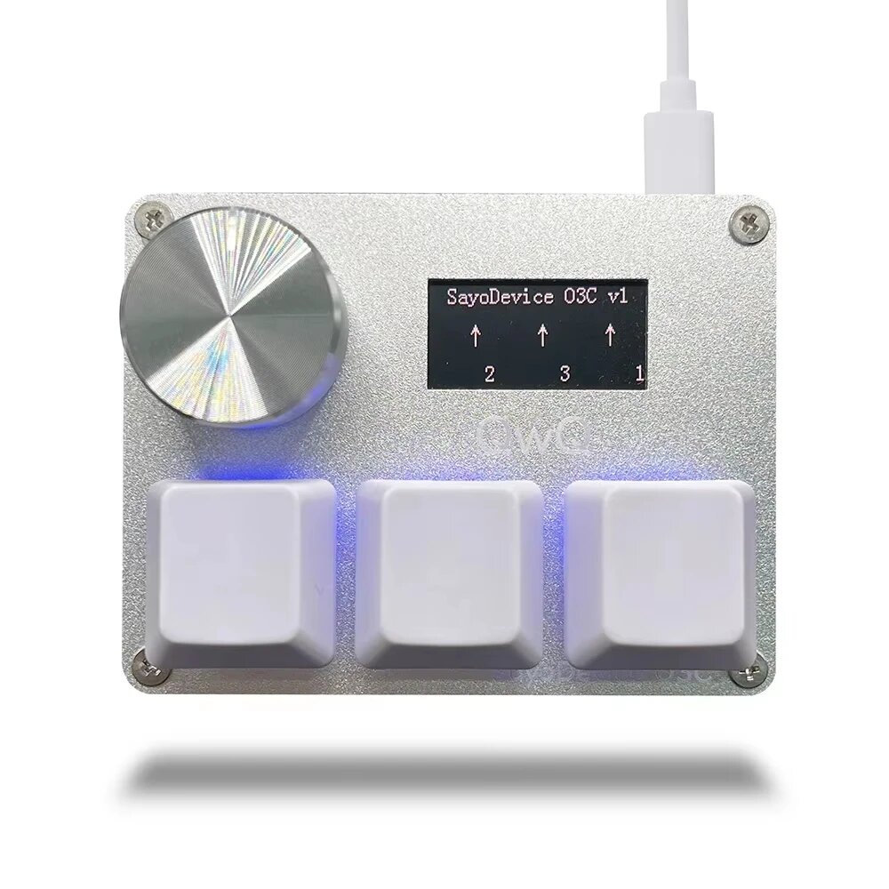 SayoDevice Rapid Trigger RGB проводная мини клавиатура Белый, Gateron KS-20, серебристый