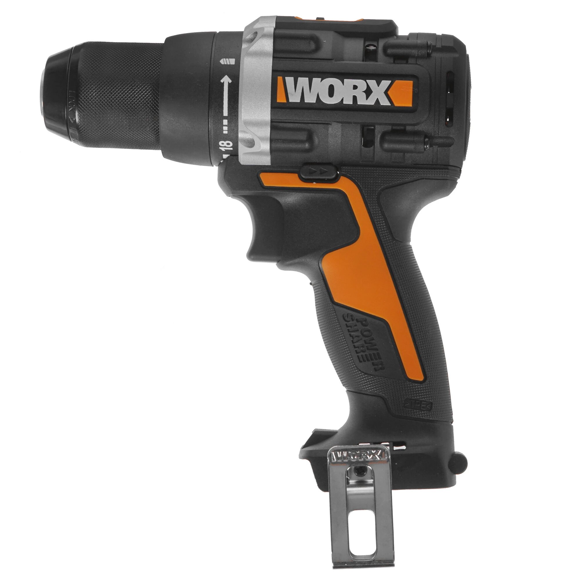 Дрель-шуруповерт аккумуляторная Worx WX102.9, черный/оранжевый, 20В, без АКБ и ЗУ