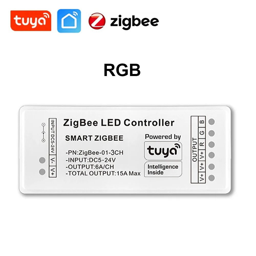 Одноцветный контроллер Zigbee 3.0 CCT RGB RGBW RGBWC, переключатель светодиодных лент с регулируемой яркостью, работает со шлюзом Tuya SmartThings Bridge RGB Controller