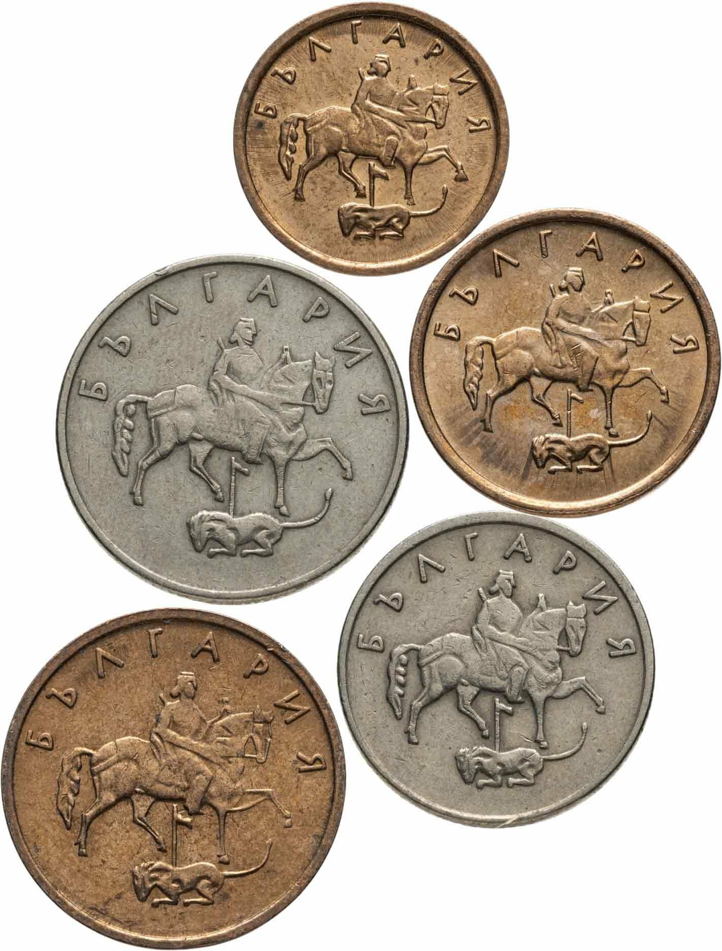 Болгария набор монет из обращения 1999-2000 5 шт , Сталь, покрытая бронзой; МНЦ медь-никель-цинк, в сохранности VF-XF
