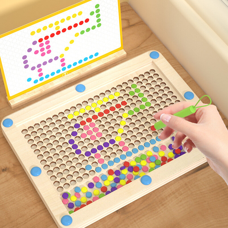 Детская образовательная магнитная карточная головоломка, лабиринт, движение ручки, деревянная магнитная ручка, шарик, цифровая игрушка